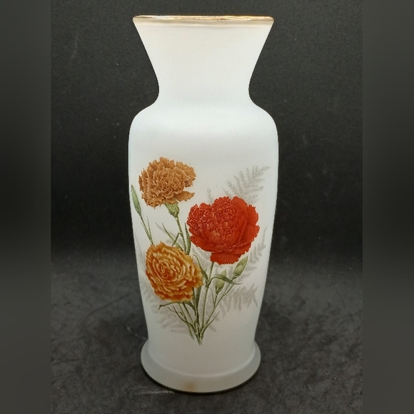 Vintage | Accents | Vintage White Fall Theme Floral Painted Gold Rim ...